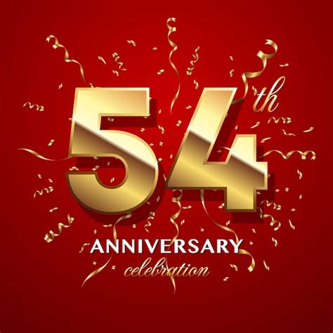 Création De Logo De Célébration Du 54e Anniversaire Avec Numéro D or Et
