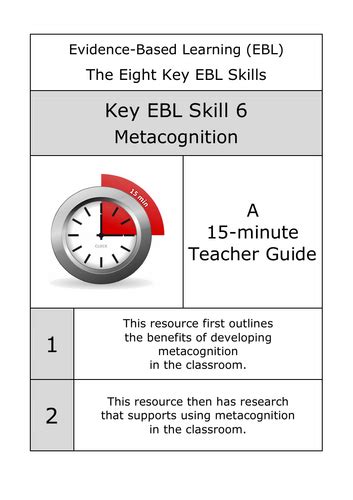 Metacognition 15 Minute Teacher Guide Teaching Resources