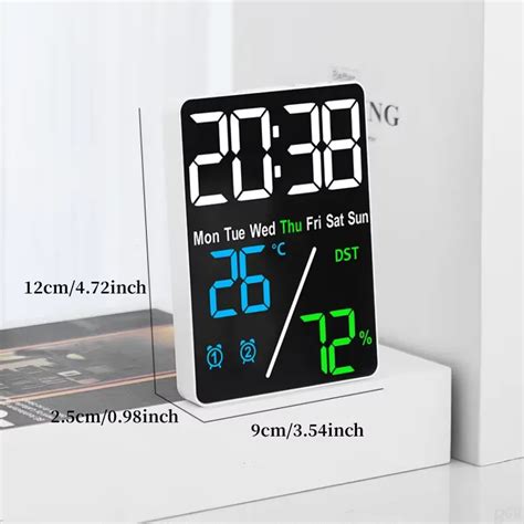 Digital Alarm Clock Temp Humidity Date Week Display Gadstyle Bd