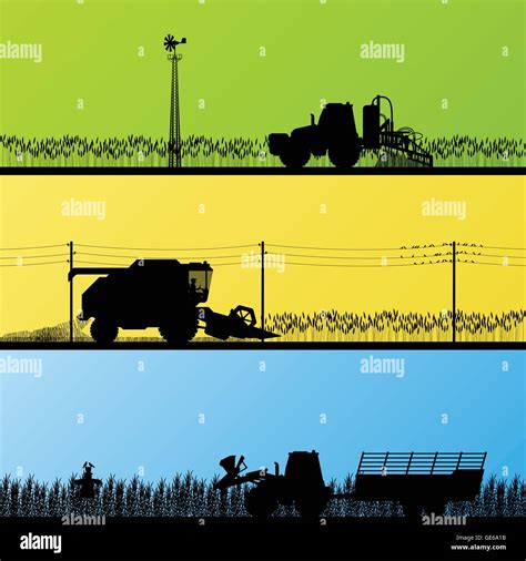 Combine Harvesters Stock Vector Images Alamy