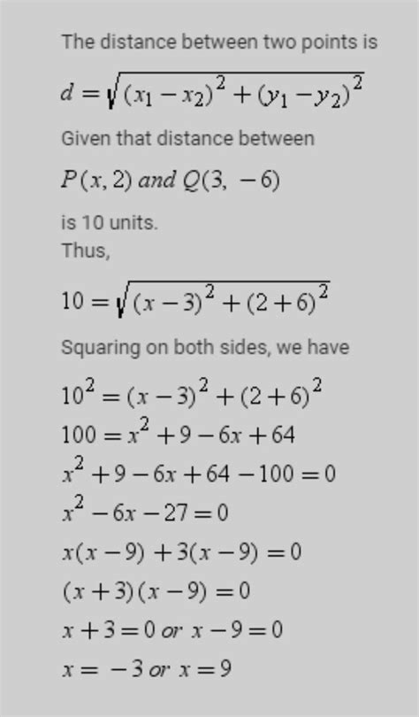 If X Is A Positive Integer Such That The Distance Between Points P X 2