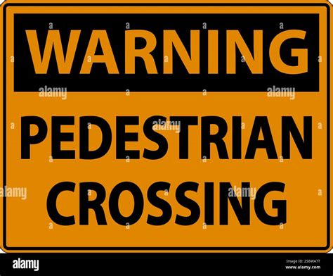 Warning Pedestrian Crossing Sign On White Background Stock Vector Image