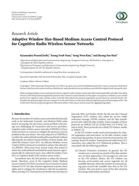 Pdf Adaptive Window Size Based Medium Access Control Protocol For Cognitive Radio Wireless