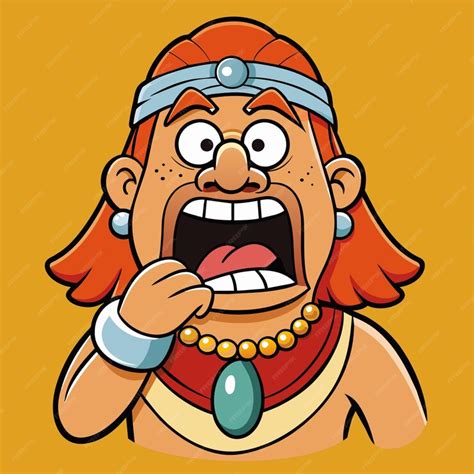 A Cartoon Of A Woman With A Surprised Expression On Her Face Premium