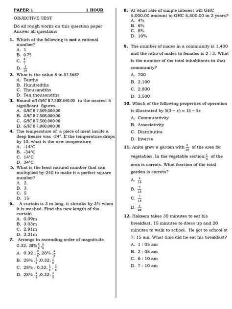 Mt Olivet 2024 Maths Paper 1 Pdf Area Mathematics