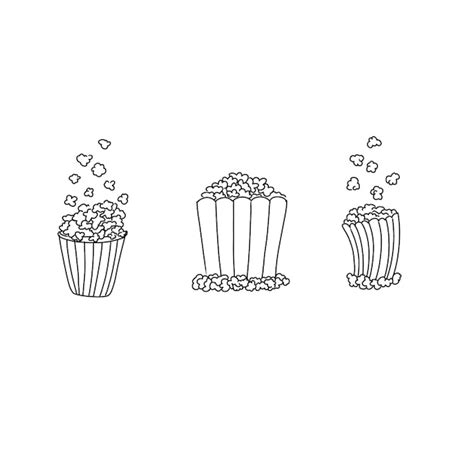 Popcorn Hand Getrokken Doodle Illustraties Vector Set Premium Vector
