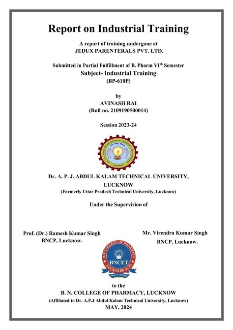 Industrial Training Report Aktu Industrial Training Report Docx