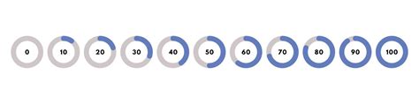 Set Of Blue Circular Progress Bar Timer Icon With Ten Percent Interval