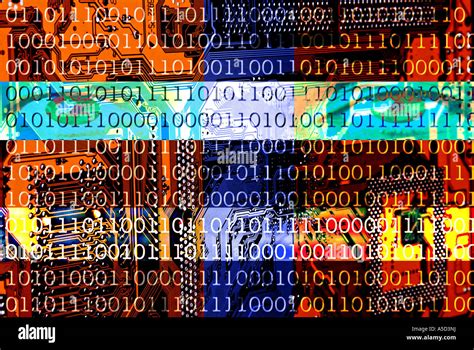 Computer Motherboard With Human Eyes And Binary Code Band Abstract Stock Photo Alamy