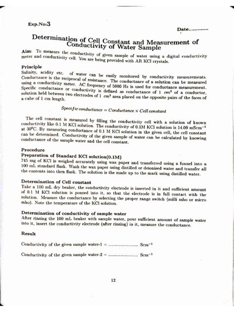 Conductivity Experiment Pdf