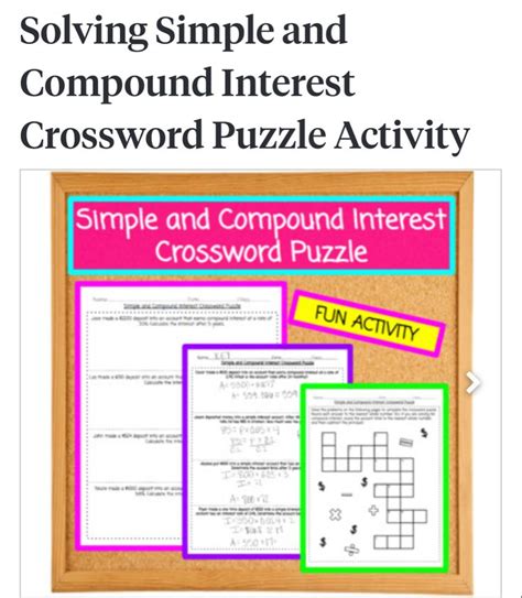 Solving Simple And Compound Interest Crossword Puzzle Activity Word