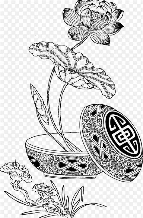 黑白荷花线描素材PNG图片素材下载 图片编号qpaxwnon 免抠素材网