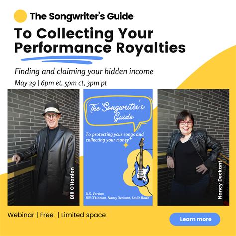 The Songwriters Guide To Performance Royalties With Bill Ohanlon And Nancy Deckant Sooner