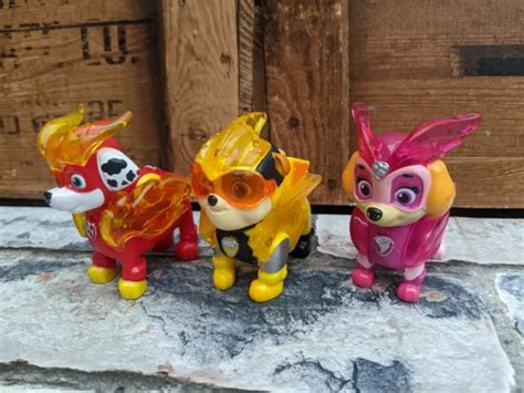 Paw Patrol Mighty Pups Charged Up Light Up Figures Marshall Rubble