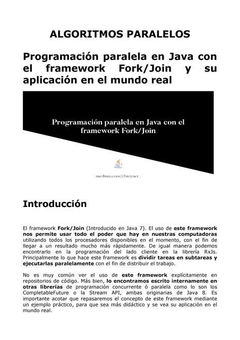 Programacion Paralela Con Java Fork Join Ejemplo Practico ALGORITMOS