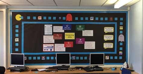 Ict Suite Pac Man Themed Display Showing Computing Skills Space Left