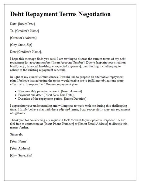 Letter Template For Debt Repayment Agreement Free Samples In Pdf