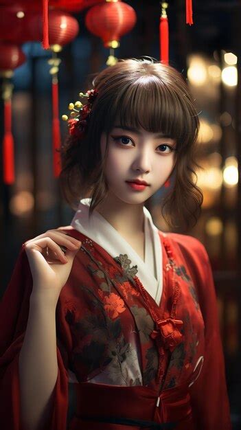 Premium Ai Image Lovely Young Chinese Woman With A Bob Haircut And
