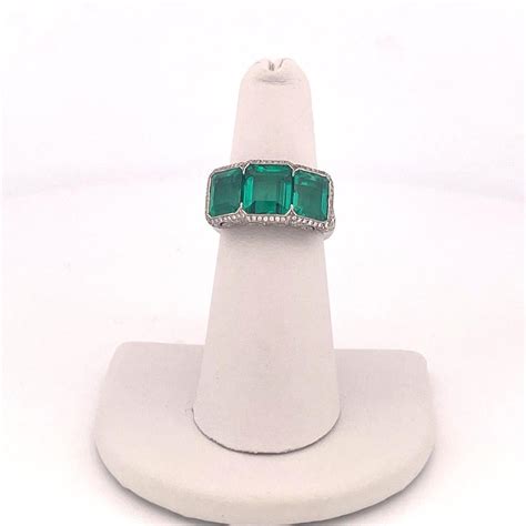 Platinum 3 Stone Columbian Emerald And Diamond Ring For Sale At 1stdibs