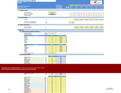 Nail Salon Financial Model Template Excel Xls