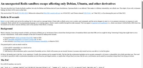 Lab Walkthrough CVE 20220543 Lua Sandbox Escape In Redis