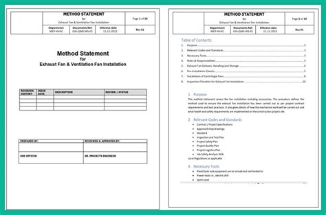 Method Statement For Exhaust Fan And Ventilation Fan Installation