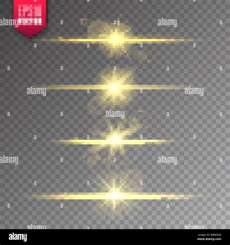 Glowing Lights Set On Transparent Background Lens Flare Effect Bright