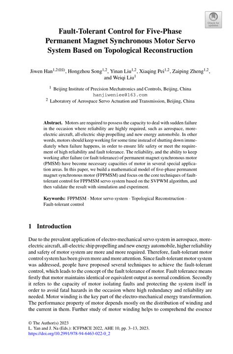Pdf Fault Tolerant Control For Five Phase Permanent Magnet