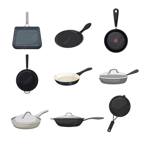 Poêle à Frire Set De Cuisine Illustration Vectorielle De Dessin Animé
