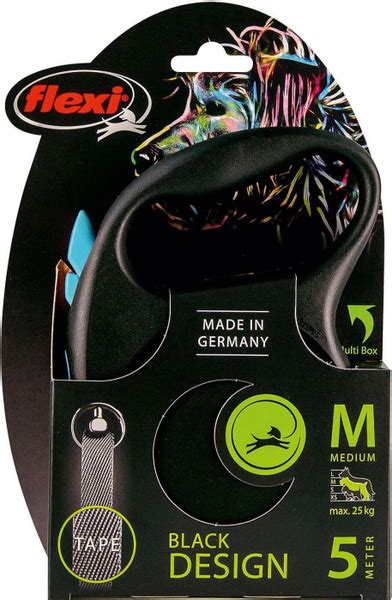Flexi Black Design M tape 5 m, for dogs up to 25 kg / Рулетка флекси ...