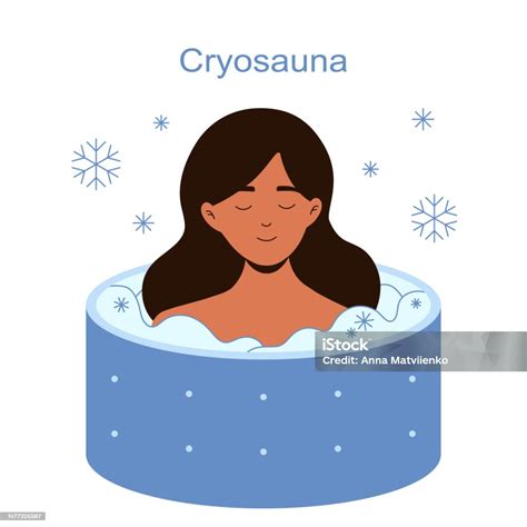 Peaceful Woman In A Cryosauna Ice Therapy Vector Illustration For
