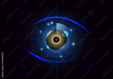 Futuristic Eye Detection Technology Concept With Binary Code Vector