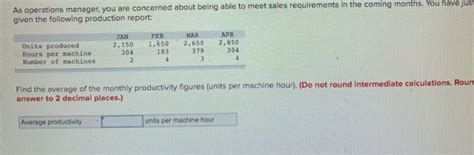 Solved As The Operations Manager You Are Concerned About Chegg