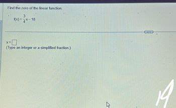 Answered Find The Zero Of The Linear Function 3 Bartleby