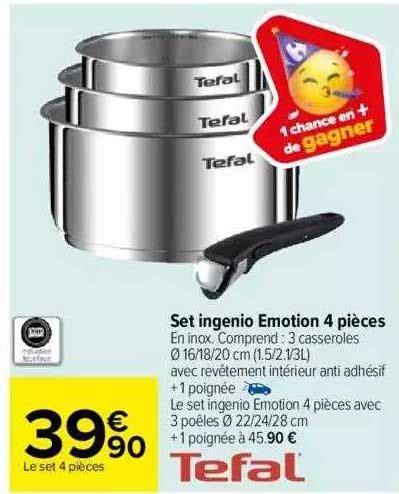 Promo Set Ingenio émotion 4 Pièces Tefal chez Carrefour - iCatalogue.fr