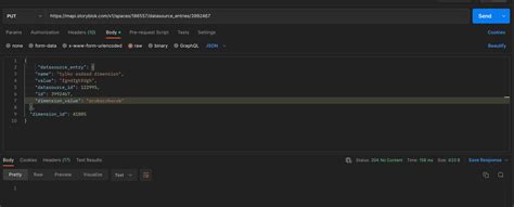 Updating Datasource Entry Dimension Error Ends Up With Error Related To