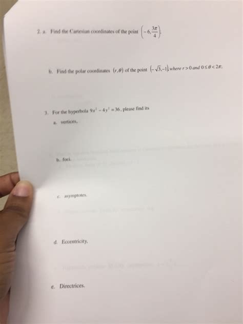 Solved Find The Cartesian Coordinates Of The Point 6 3 Chegg Com