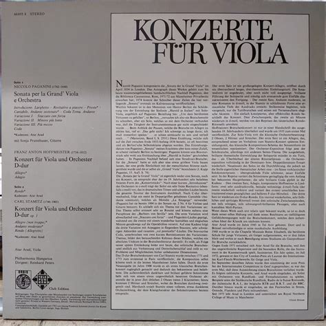 Paganini ∙ Stamitz ∙ Hoffmeister Atar Arad Lp Plak