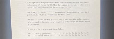 Solved 27 Writea Program That Generates A List Of 10 Random