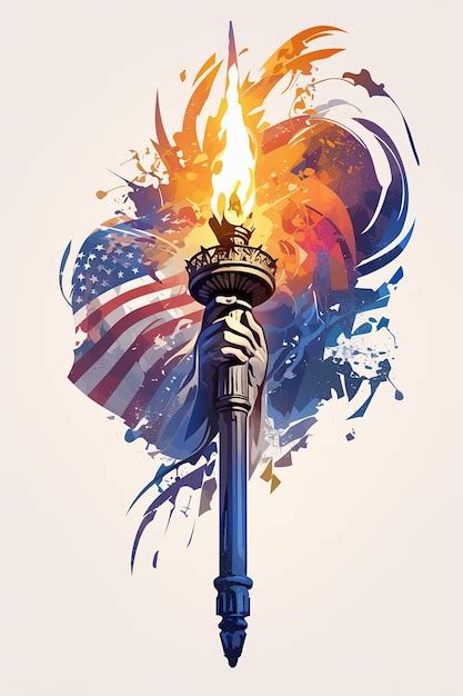 Dia da Independência 2024 StarSpangled Torch Logo vetor Premium