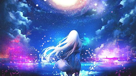 Hd Wallpaper Girl Anime Character Sitting On Chair Infront Of The