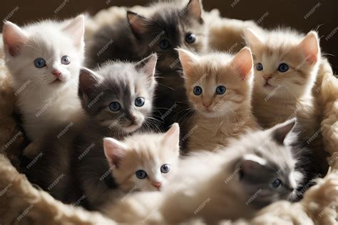 Premium Ai Image A Group Of Cute And Adorable Kitties Is Looking To The Camera