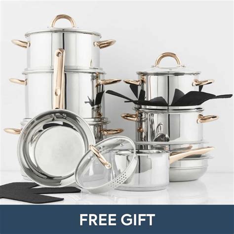 Rialto Rose Gold Cookware Set Cookware Homechoice