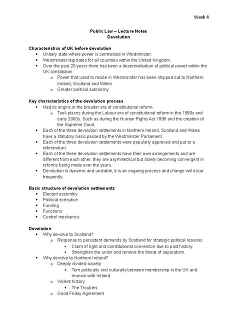Week 4 Devolution Public Law Lecture Notes Devolution Characteristics Of Uk Before