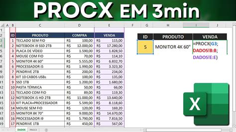 Como Fazer Procx No Excel Em 3 Minutos Função De Busca Procv Proch Índice And Corresp Youtube