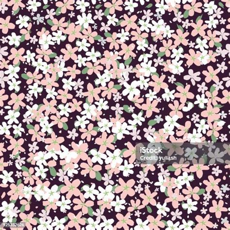 暗い背景に小さなかわいい花を持つシームレス パターンスタイル Millefleurs まぶしいのベクターアート素材や画像を多数ご用意