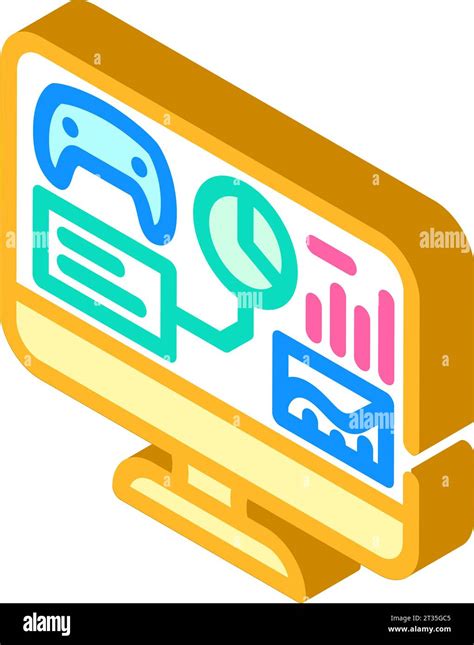 Analytics Game Development Isometric Icon Vector Illustration Stock