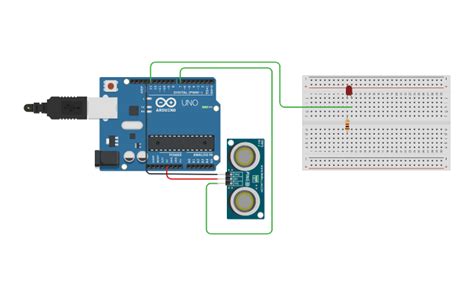 Circuit Design Ultrasonic Sensor Tinkercad