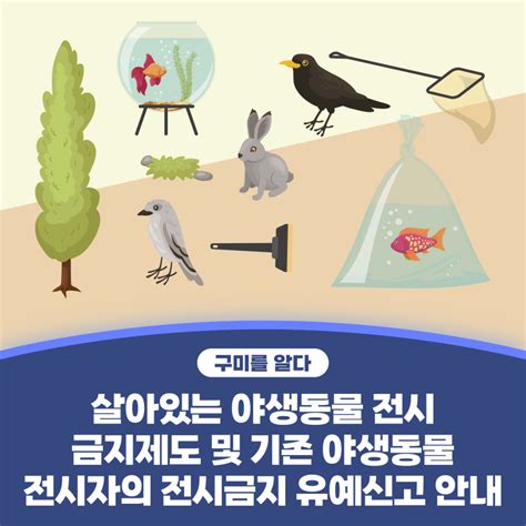구미시 살아있는 야생동물 전시 금지제도 및 기존 야생동물 전시자의 전시금지 유예신고 안내 경상북도 구미시 웰로