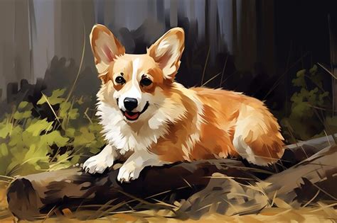 Premium Ai Image Digital Drawing Of A Playful Pup